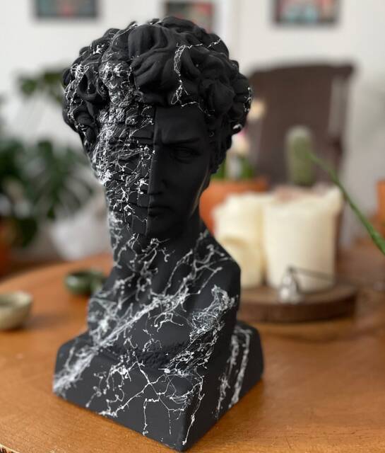 Handmade David Bust Statue Black & White Marble Effect, 13-Inch ...