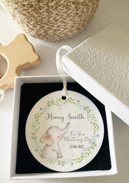 Personalised Ornaments Baby Elephant Christening Baptism New Keepsake ...