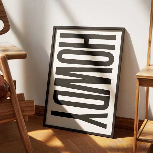 Howdy Design 3 - Typography Poster, Home Decor, Fun Wall Art, Bold ...