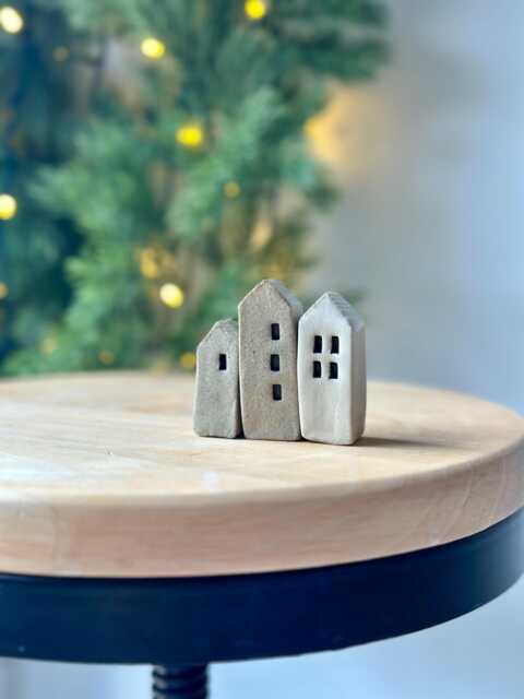 Ceramic Miniature Houses Set Of 3, Small Pottery Decorative Houses ...