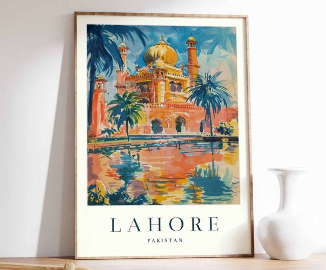 Lahore Poster, Travel Print, Pakistan Wall Art, Pakistani Tropical ...