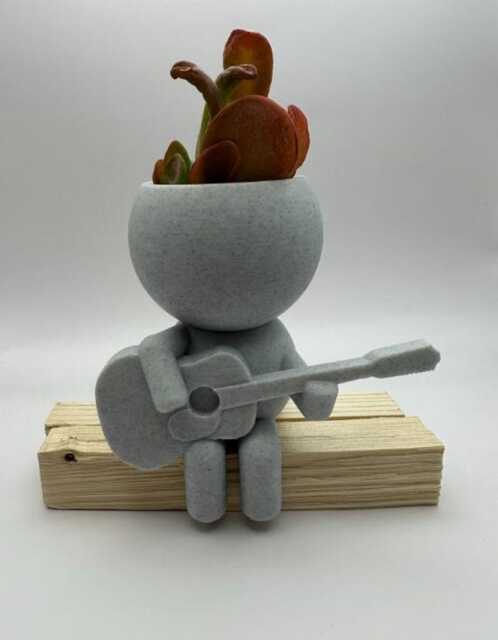 "Acoustic Guitar Player Succulent Plant Pot Airplant Holder ""Wee Jimmy ...