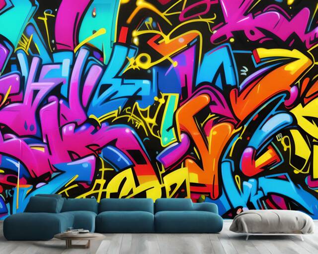 Colorful Graffiti Paint Splatter Fragments Ai Gift Art Print Photomural ...