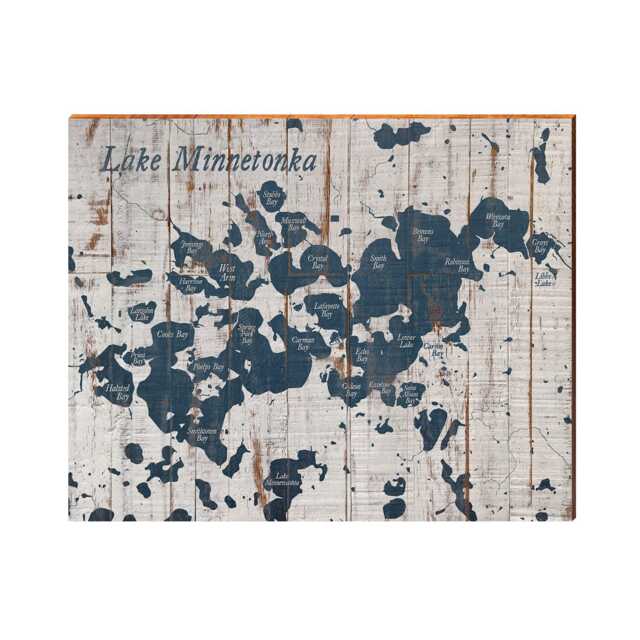 Lake Minnetonka, Minnesota Map Wooden Sign - Wall Art Print On Real ...