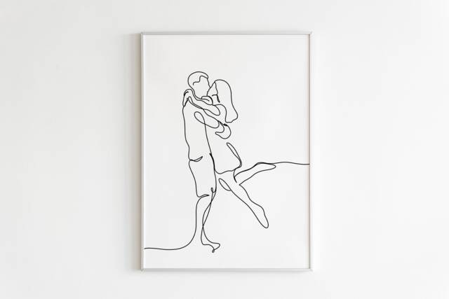 Couple Kissing One Line Print/Art Gallery Wall Drawing Illustration ...