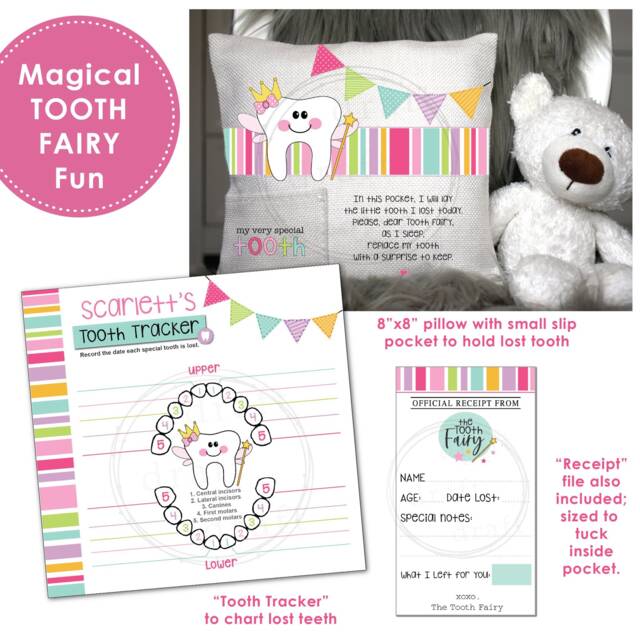 Personalized Tooth Fairy Pocket Bundle, Rainbow Loose Cushion Cover ...