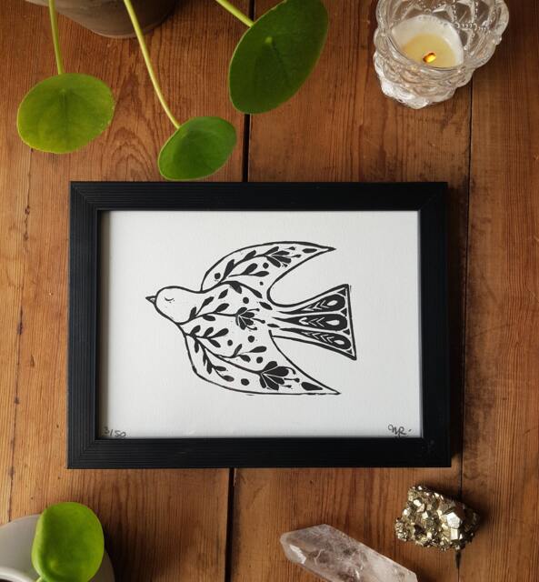 Bird Linocut Print To Frame by Etsy | ufurnish.com