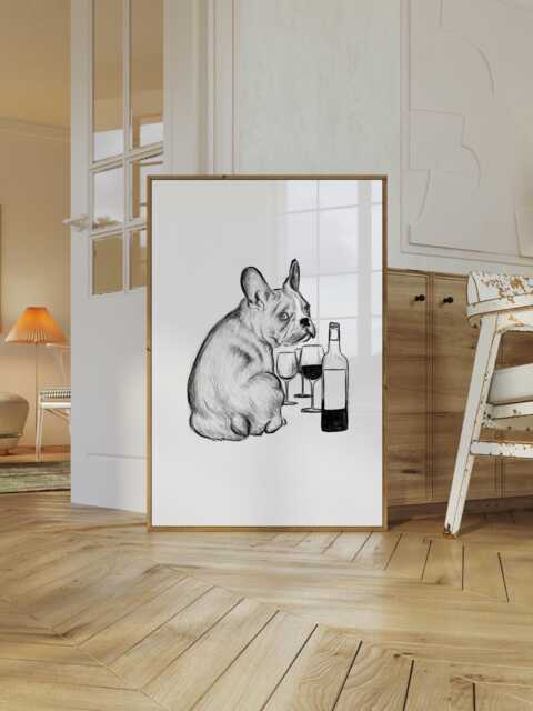 Customisable French Bulldog Wall Art - Drawing, Frenchie Poster ...