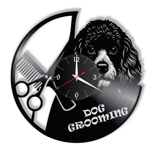 Dog Salon Grooming Poodle Record Clock, Vinyl, Retro, Wall Clock Custom ...