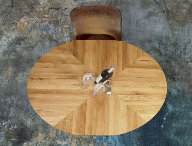 Herringbone Oak in Oval Or Barrel Shape - Extendable/Non-Extendable ...
