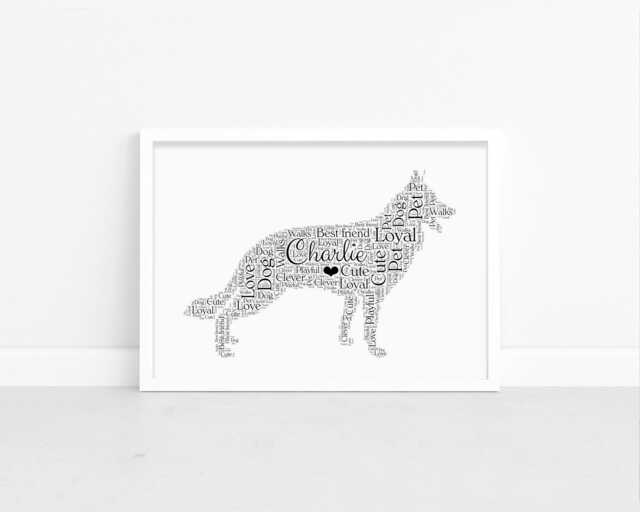 Personalised German Shepherd Print - Alsatian Dog Word Wall Art Picture ...