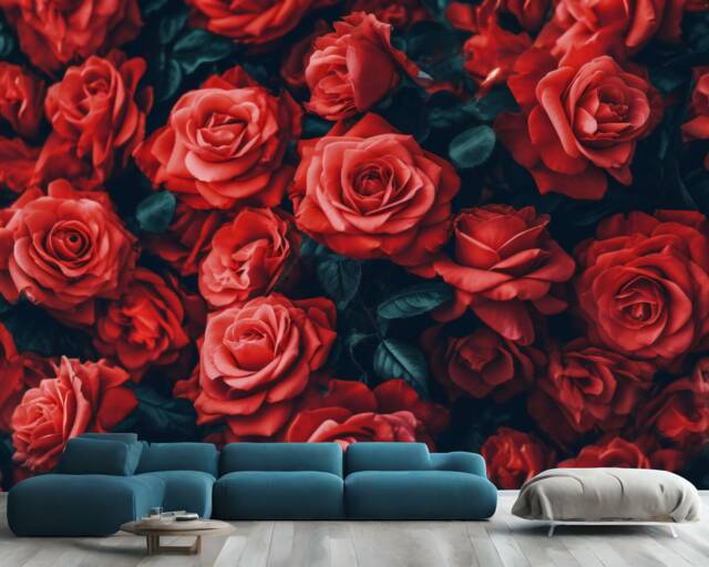 8K Red Roses Bouquet Floral Decor Gift, Art Print Photomural Wallpaper ...