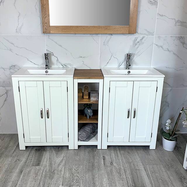 Bathroom Vanity Unit - Sink Washstand Slimline White Painted With Inset ...