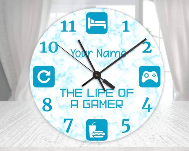 Personalised Gamer Clock, Glass Wall Teenagers Gaming Gift, Birthday ...
