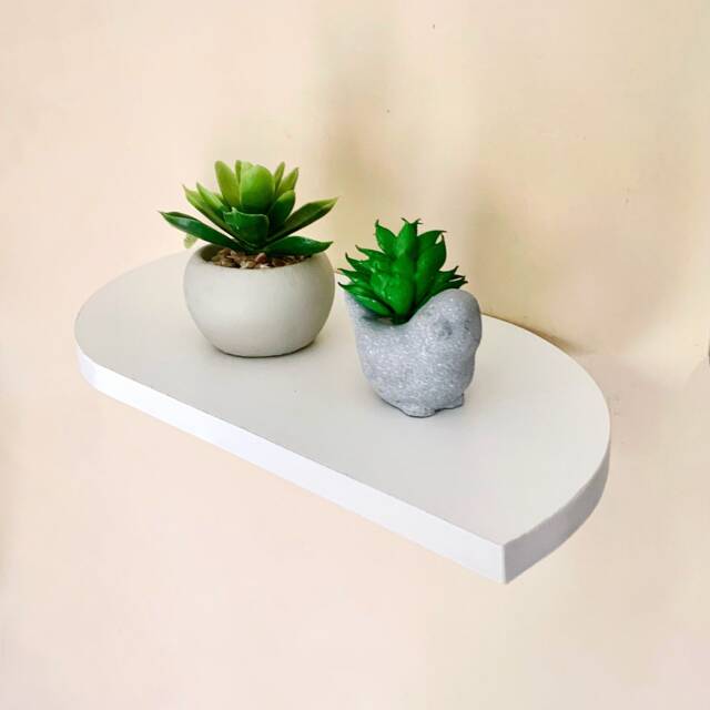 White Leaf Floating Shelf, Unique Shaped Custom Half Round Modern ...