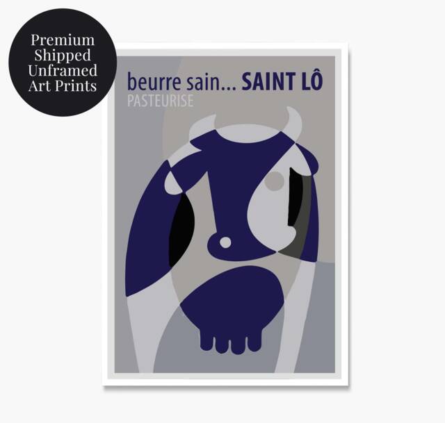 Beurre Sain Saint Lo Cow Butter Advertisement, Low Print, Poster ...