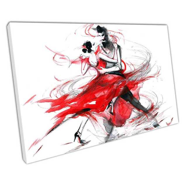 Passionate Red Tango Dancers Watercolor Wall Art Print - Romantic ...