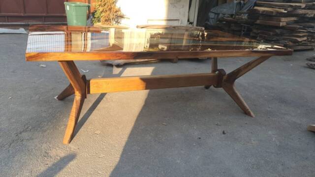 Walnut Rustic Table Legs, Wooden Modern Base, Dining Desk Large Base by ...