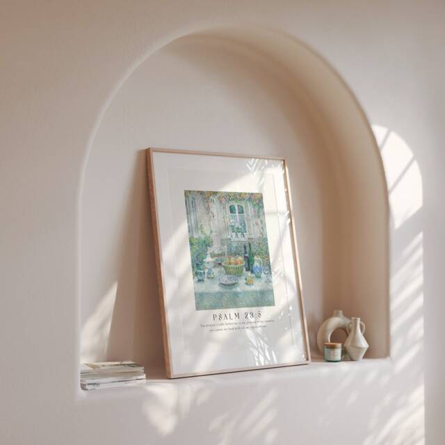 Psalm 23 Verse 5 Poster, French Vintage Farmhouse Painting, Floral ...