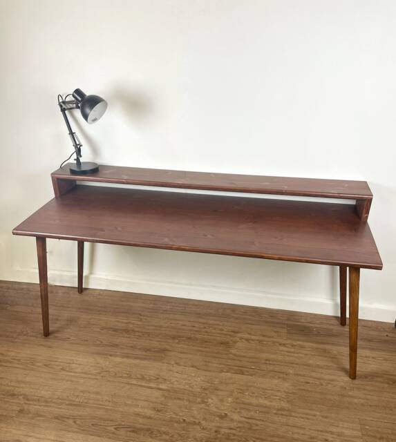 Monitor Shelf Computer Desk Long. 160 X 60cm, Handmade, Tapered Legs ...
