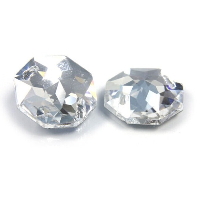 Octagon Silver Crystal 14 Mm - 2 Holes, From The A-Brand Asfour 32% Pbo ...