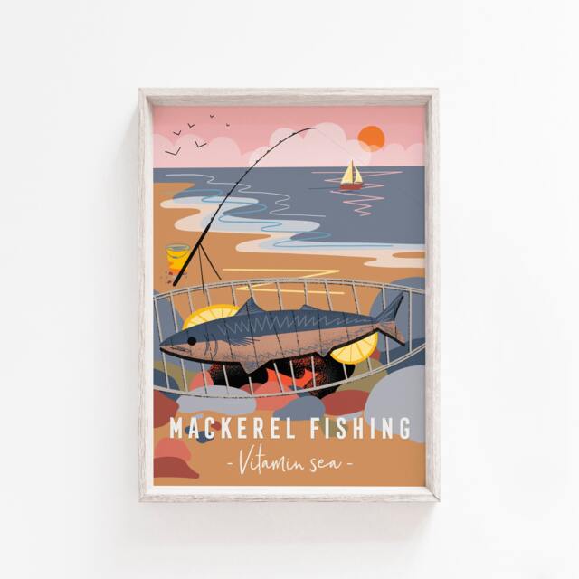 Mackerel Fishing Vitamin Sea Poster Print - Coastal Seaside by Etsy ...