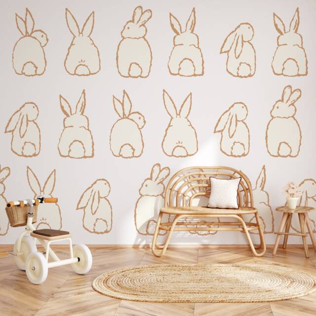 Cute Bunny Decals - Peel & Stick Rabbit Animals Wall Mural For Kids ...