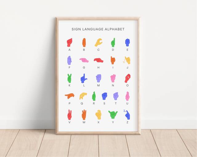 Sign Language Alphabet Rainbow/Nursery Decor Playroom Wall Art Asl ...