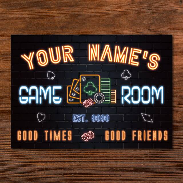 Personalised Poker Casino Neon Effect Sign Games Room Custom Wall Art ...