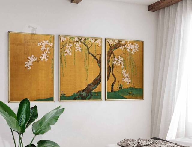 Japanese Set Of 3 Posters, Evening Cherry Blossom Tree, Art Print ...