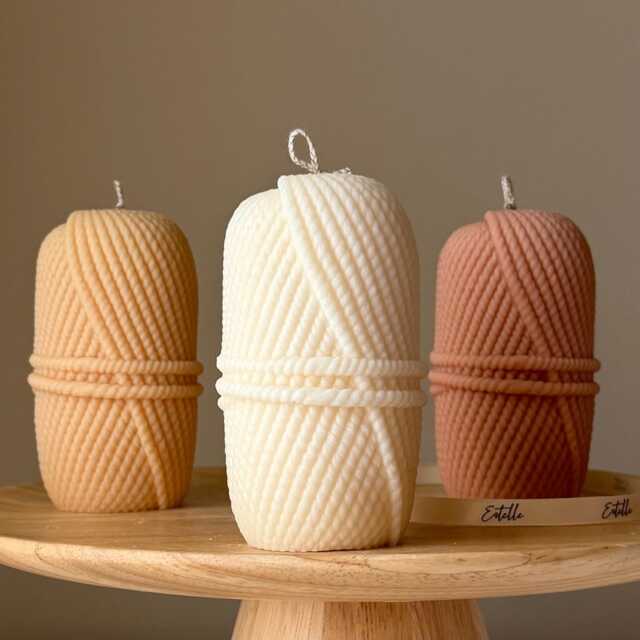 Knitting Wool Pillar Candle- Shaped Soy New Home Gift Idea- House ...
