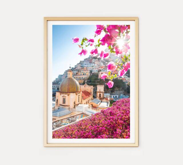 Positano Wall Art // Flower Sunset - Positano Prints, Italy Art Amalfi ...