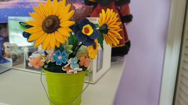 Made To Order - Quilling 3D Flowers in Tin Bucket Wall Art, Perfect ...