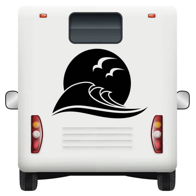 Car Stickers Waves & Sun Van Motorhome Window Bumper Decal Vinyl by ...