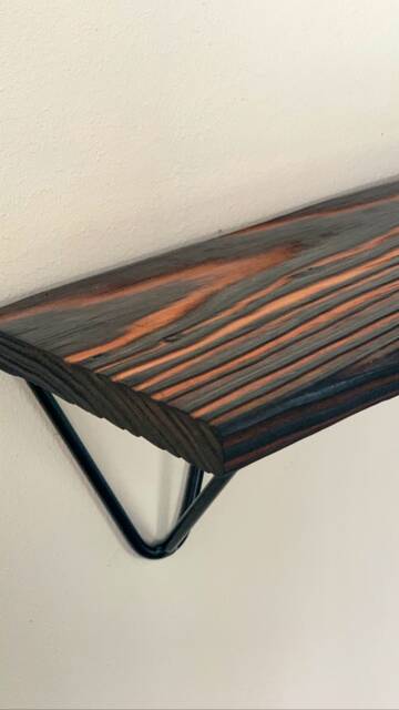 Wall Shelf Shou Sugi Ban Burnt Wood With Black Wall Bracket I On ...