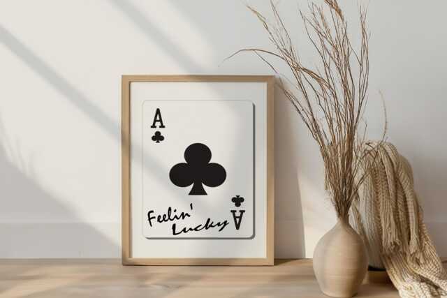 Feelin' Lucky Ace Of Clubs Art Print Poster, Playing Card Trendy Retro ...
