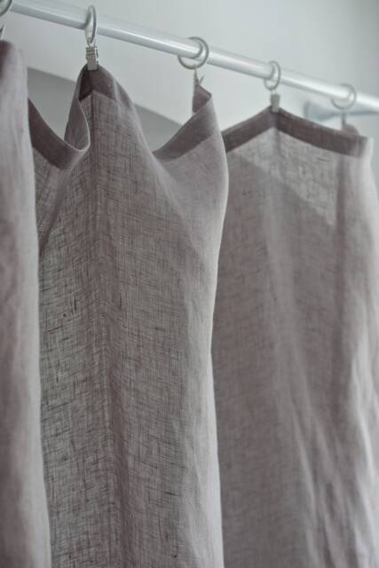 Sheer Linen Curtain To Living Room, Grey Window Panel, Clips Long ...