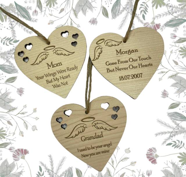 Personalized Memorial Ornament, Angel Wings Wooden Decoration by Etsy ...