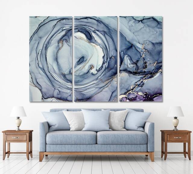 Abstract Whirlpool Wall Art, Gray Alcohol Ink Canvas Print Modern ...