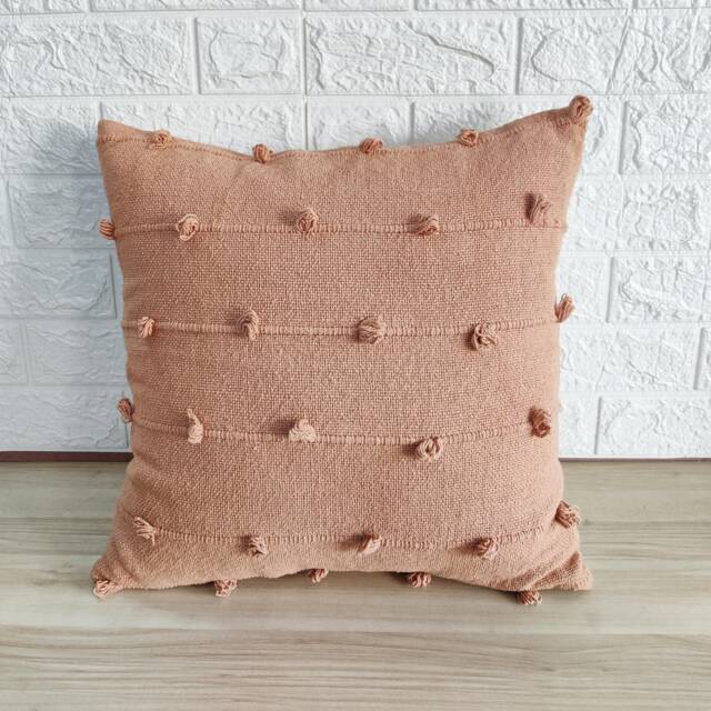 Blush Pink Hand Loom Woven Chunky Loops Natural Cotton Dyed Pillow Cover Boho Textured Cushion ...