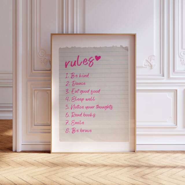 Rules Print Be Kind, Dance, Smile - Motivational Wall Art by Etsy ...