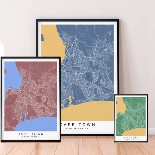 Cape Town Map Print South Africa Minimalist City Area Poster Wall Decor ...