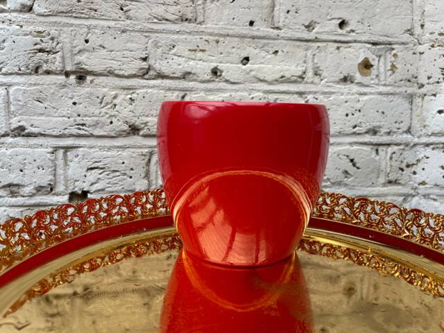 Red Ceramic Pot - 12cm Diameter Indoor Plant Golden Plate Is Not ...