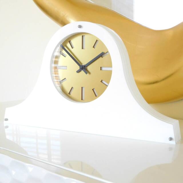 Louis Spirit Gloss White Gold Dial Mantel Clock by Etsy | ufurnish.com
