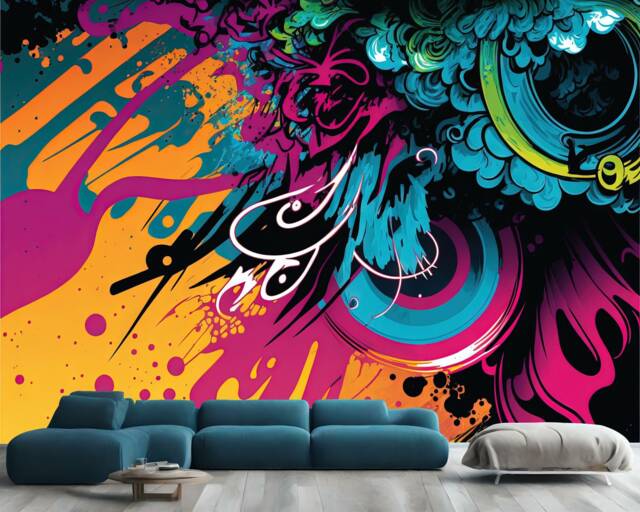 Colorful Graffiti Paint Splatter Fragments Ai Gift Art Print Photomural ...