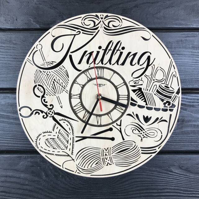 Knitting Wall Clock Gift For Men Women 5Th Anniversary Personalized ...