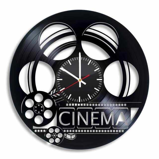 Movie Time Home Theater Wall Clock - Handmade Vinyl Decor For Cinema ...