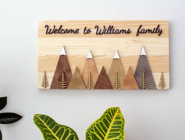 Wood Mountain Sign, Nature 3D Wall Art, Cabin Tree Forest Gift, Gift by ...