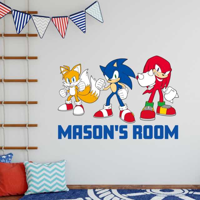 Sonic The Hedgehog Wall Sticker - Tails & Knuckles Personalised Art by ...