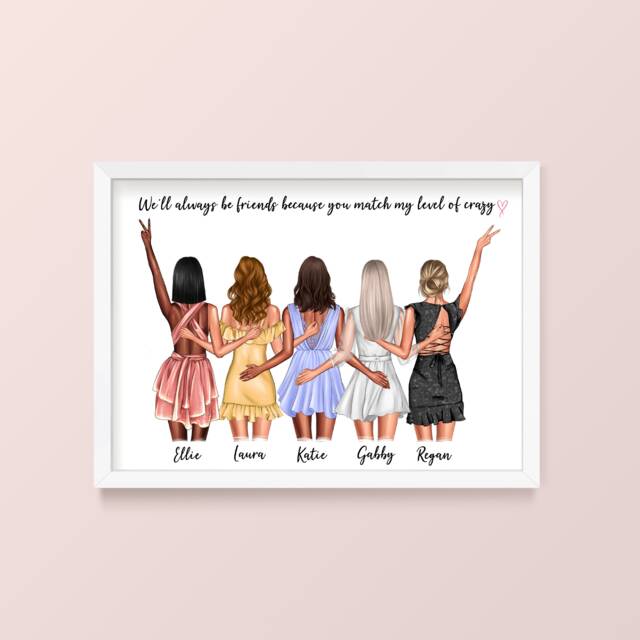 Personalised 5 Friends Best Friend Print, Friends, My Girls, A4 Or A5 ...